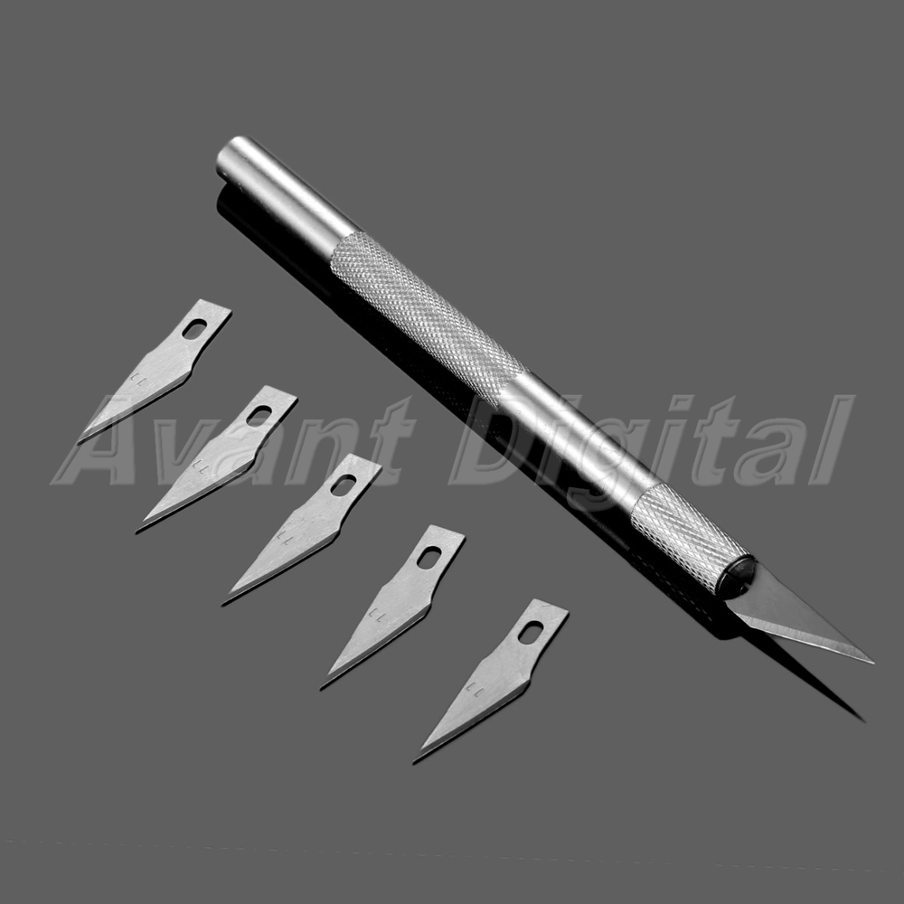 Hand Precision Cutting Exacto Knife Graver Metal Handle With 6 Blades ...