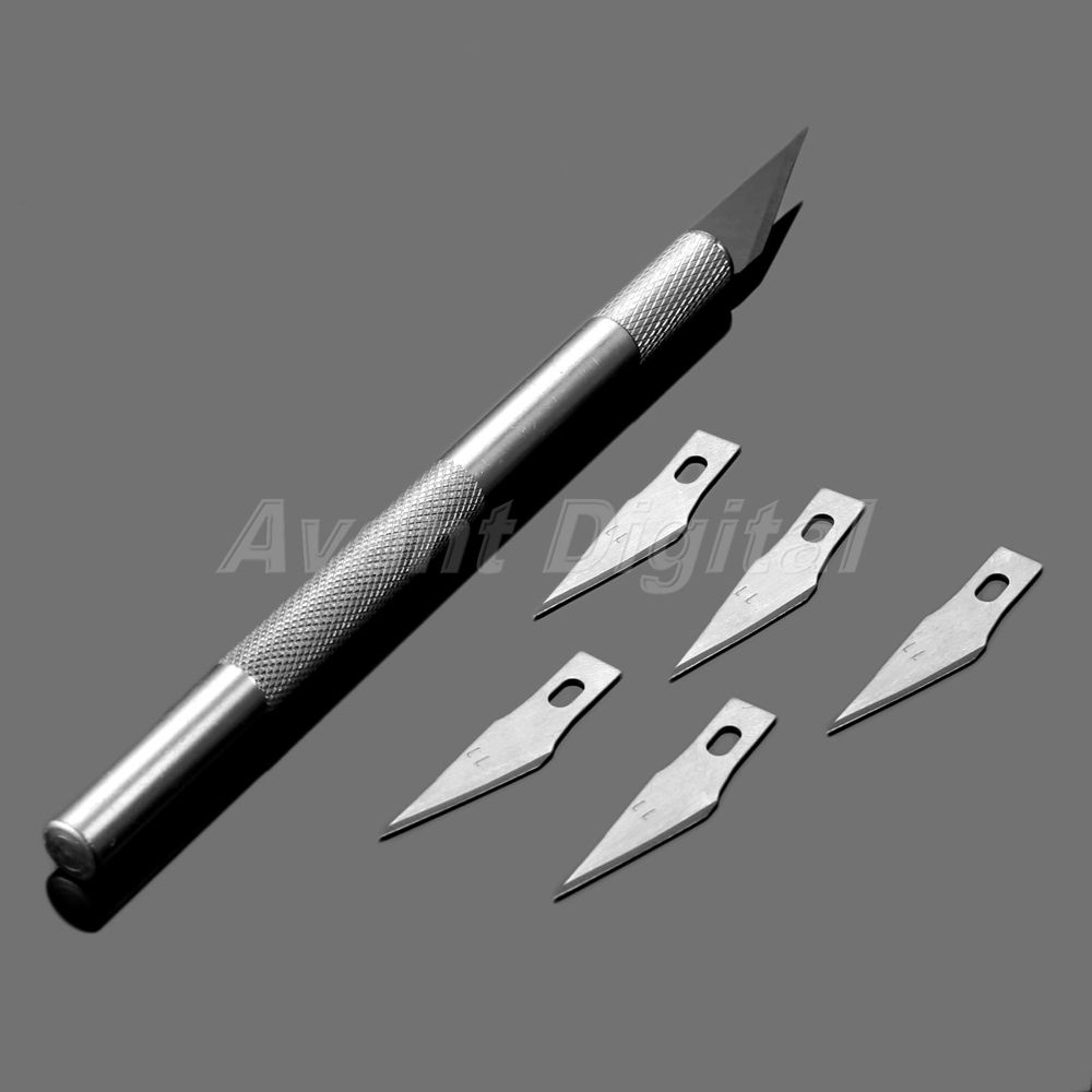 Hand Precision Cutting Exacto Knife Graver Metal Handle With 6 Blades ...