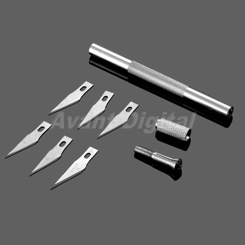 Hand Precision Cutting Exacto Knife Graver Metal Handle With 6 Blades ...